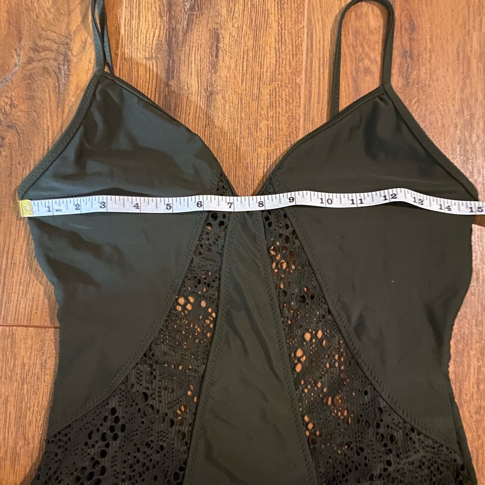 Olive Green One-Piece Cut Out Swim Suit - Gem